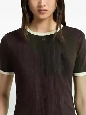 COURREGES Contrast-trim Logo-embroidered T-shirt