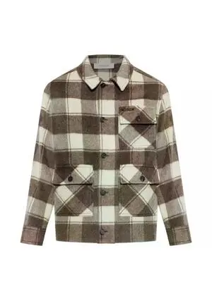 GOLDEN GOOSE Check-pattern Mohair-blend Jacket - Brown