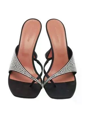 Amina Muaddi Shiona Heeled Sandals With Crystal Embellishment