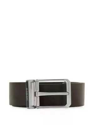 Burberry Reversible Leather Enamel Logo Belt - Black