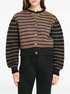 BARRIE Stripe-pattern Chunky-knit Cardigan