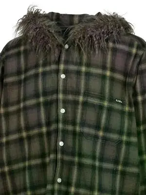 KAMIYA Faux-fur-trim Hooded Check Overshirt