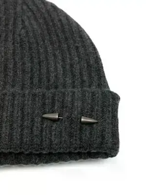 Isabel Benenato Ribbed-knit Spike-detail Beanie Hat