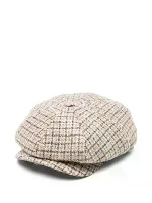 Eleventy Check-pattern Baker-boy Cap - Neutrals
