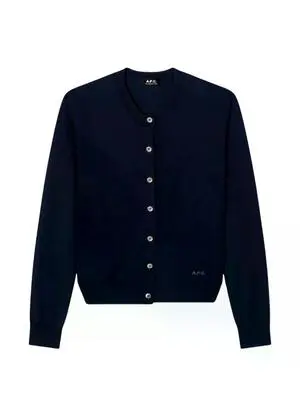 A.p.c. Marisa Logo-embroidered Button-up Cardigan - Blue