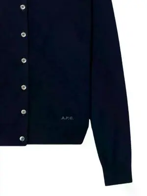 A.p.c. Marisa Logo-embroidered Button-up Cardigan - Blue