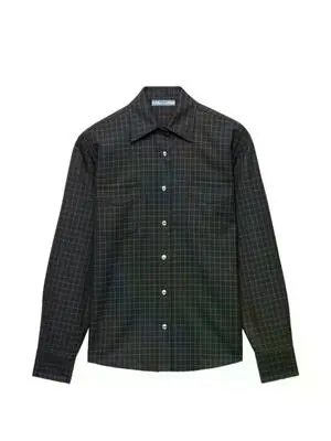 Prada Checked Wool Shirt - Blue