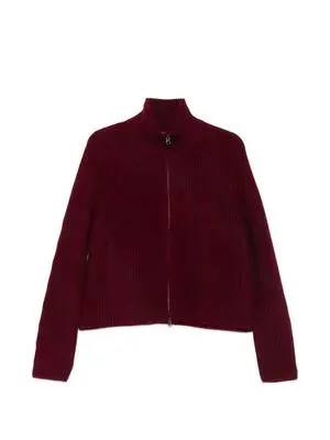 LISA YANG Sadie Ribbed-knit Zip-up Cardigan - Red