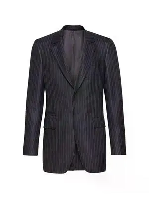 FERRAGAMO Pinstripe-pattern Single-breasted Blazer - Black