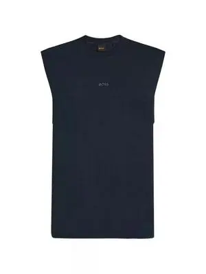 BOSS Logo-embroidered Sleeveless Cotton T-shirt