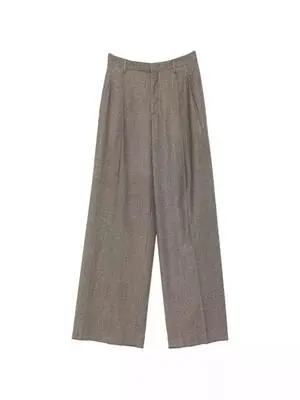 Tagliatore Virgin Wool Wide-leg Trousers - Brown