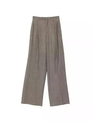 Tagliatore Virgin Wool Wide-leg Trousers - Brown