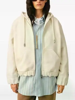 AMI Paris Zipped Cotton Hoodie With Heritage Label