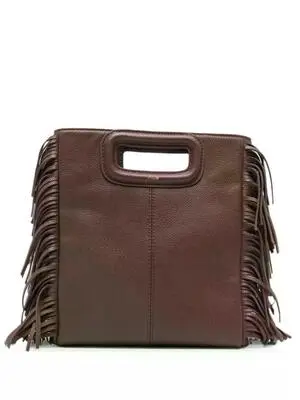 Maje Fringed Leather Tote Bag - Brown