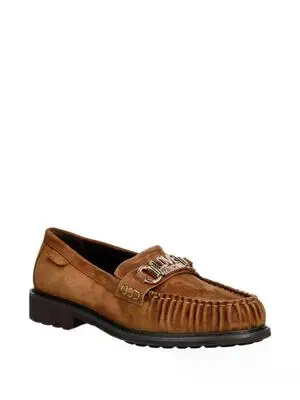 Moschino Logo-plaque Pleated Loafers - Brown