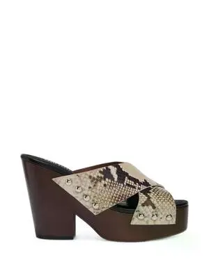 Paris Texas Marisol Snakeskin-effect Studded Sandals - Neutrals
