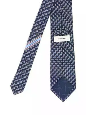 FERRAGAMO Owl-print Silk Tie - Blue