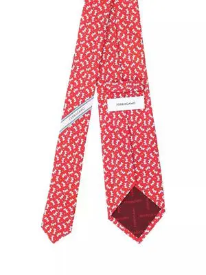FERRAGAMO Dog-print Silk Tie - Red