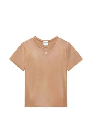 COURREGES Vinyl Logo-embroidered T-shirt - Neutrals
