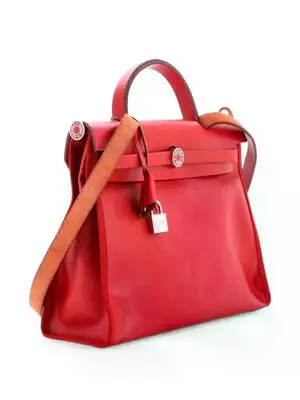 Hermès Herbag Zip Berline Vache Canvas And Leather 31 Shoulder Bag