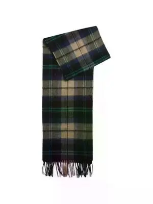 Barbour Tartan-check Fringed Scarf - Blue