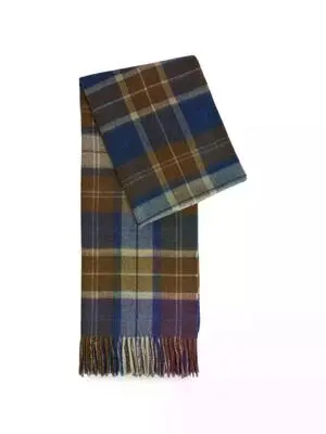 Barbour Brack Tartan-check Fringed Scarf - Blue