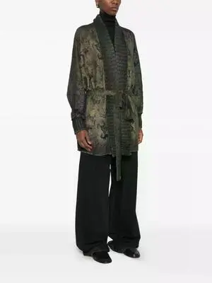 Avant Toi Jacquard Knit Belted Coat