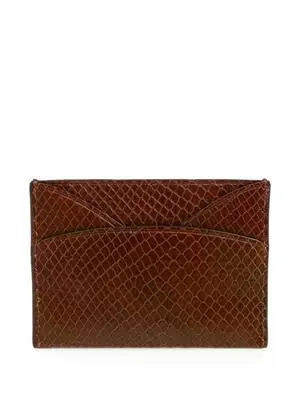 Tory Burch Romy Snake-embossed Flat Card Case - Brown