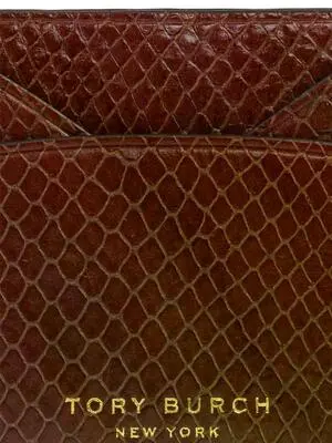 Tory Burch Romy Snake-embossed Flat Card Case