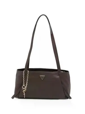 Guess Logo-plaque Pebbled Shoulder Bag - Brown