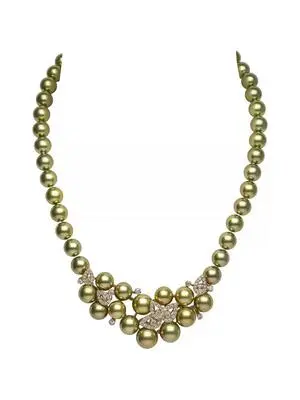 Yoko London Tahitian Pearl And Diamond Necklace - Gold