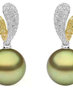 Yoko London Tahitian Pearl And Diamond Earrings - Silver
