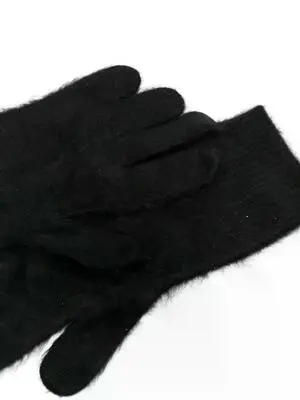 Soft Goat Fine-knit Gloves - Black