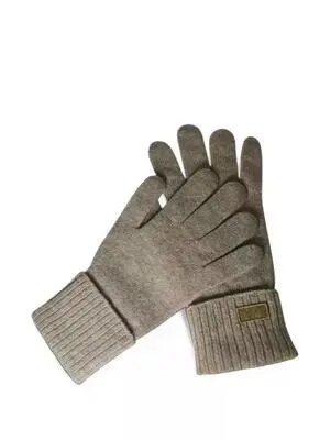 Max Mara Ribbed-cuff Logo-plaque Gloves - Grey