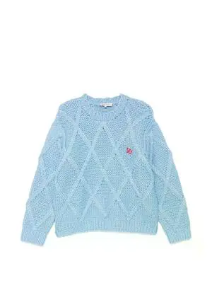 Stine Goya Cable-knit Embroidered-logo Sweater - Blue