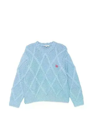 Stine Goya Cable Knit Embroidered Logo Sweater - Blue