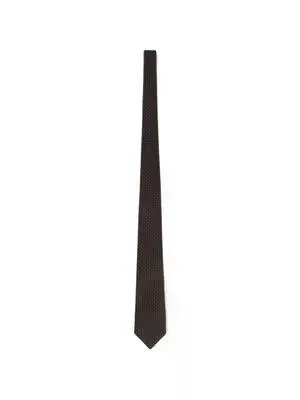 FURSAC Geometric-pattern Silk Tie - Brown