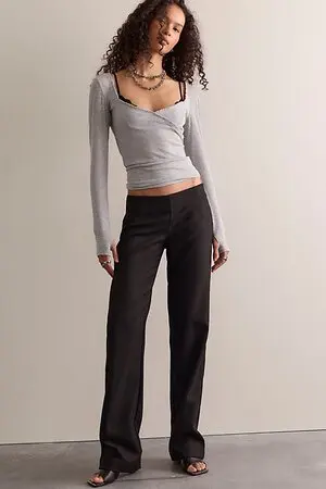 INTIMATELY Keeping It Light Ribbed Wrap Top At - Medium Heather Grey