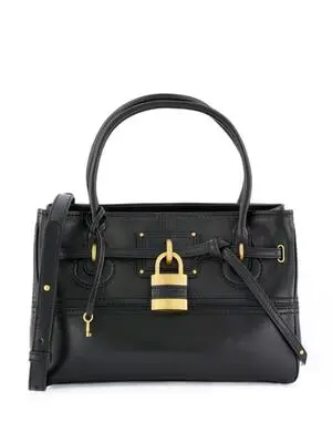 Chloé Padlock Leather Tote Bag - Black