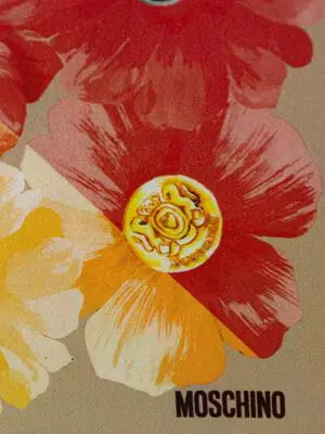 Moschino Floral-print Button-motif Scarf - Red