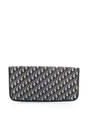 Dior Fold Over Oblique Canvas Clutch Bag - Blue