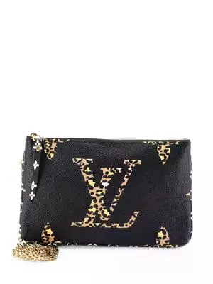 LOUIS VUITTON Double Zip Pochette Limited Edition Jungle Monogram Giant Clutch Bag - Black
