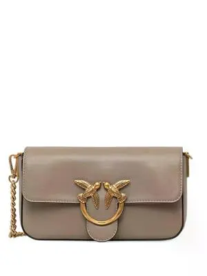 Pinko Love Birds-hardware Leather Crossbody Bag - Grey