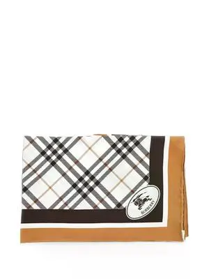Burberry Check Knight-stamp Silk Scarf - Neutrals
