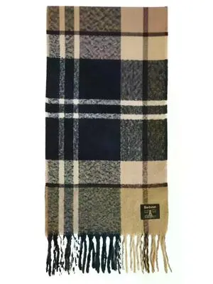 Barbour Yorklane Tartan Fringed Scarf Neutrals