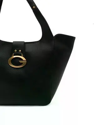 Guess Logo-plaque Pebbled-leather Tote Bag