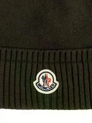 Moncler Logo-patch Ribbed-trim Beanie Hat