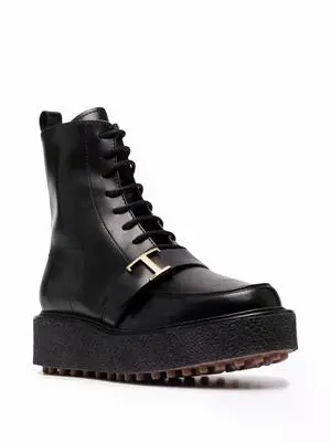 TOD'S T-buckle Detail Lace-up Ankle Boots