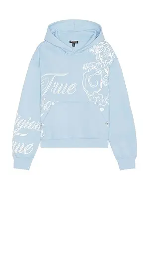 True Religion Tiger Script Boxy Hoodie In . Also