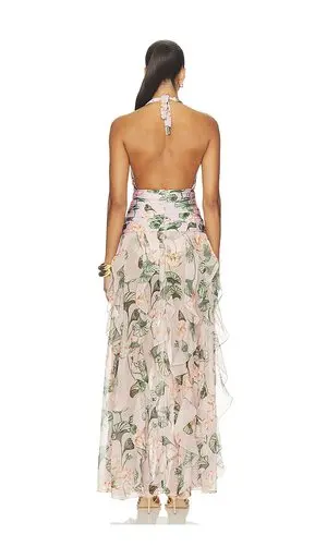 PatBO Lotus Plunge Maxi Dress
